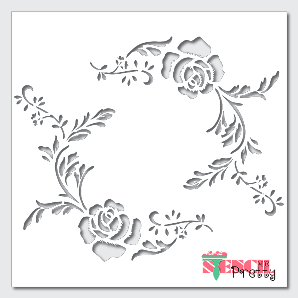 Vintage Rose Flower Border Stencil — Stencil Me Pretty