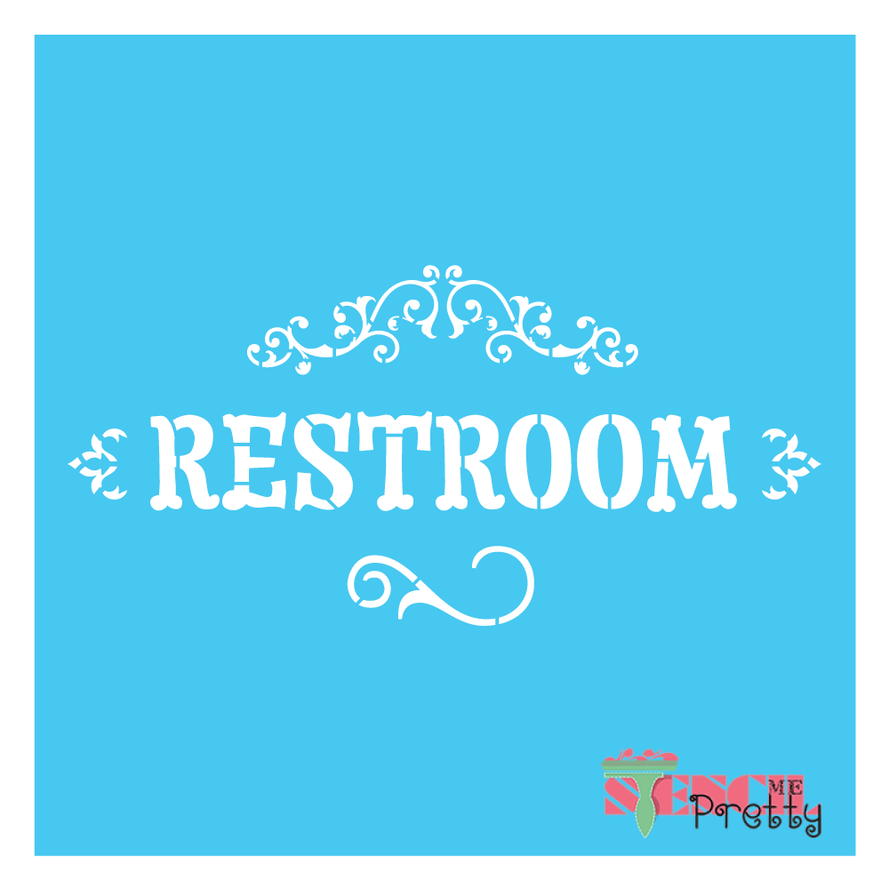 Restroom Sign Stencil Bathroom Typography Art Country Font — Stencil Me ...