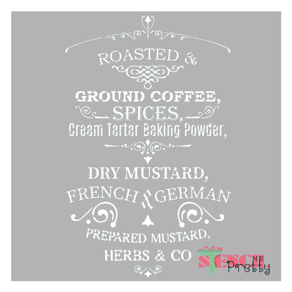 Roasted and Ground Coffee Vintage French Farmhouse Kitchen Stencil ...