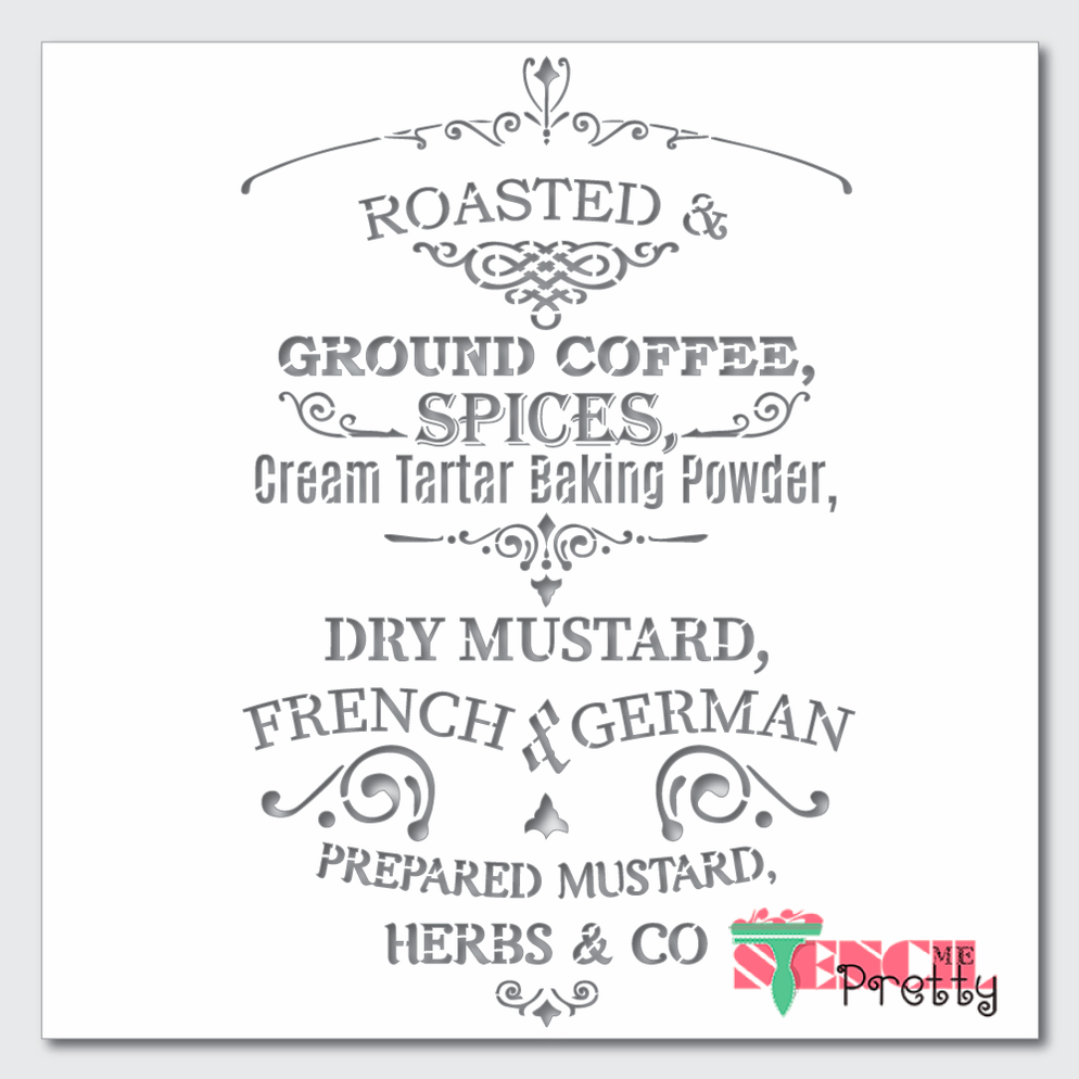 Roasted and Ground Coffee Vintage French Farmhouse Kitchen Stencil ...