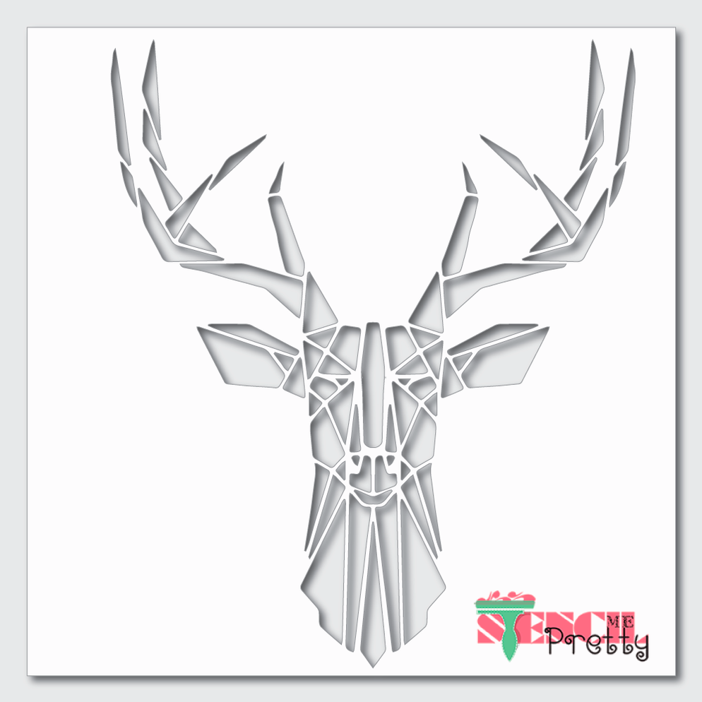 Geometric Stag Head Stencil Deer Antlers Template — Stencil Me Pretty