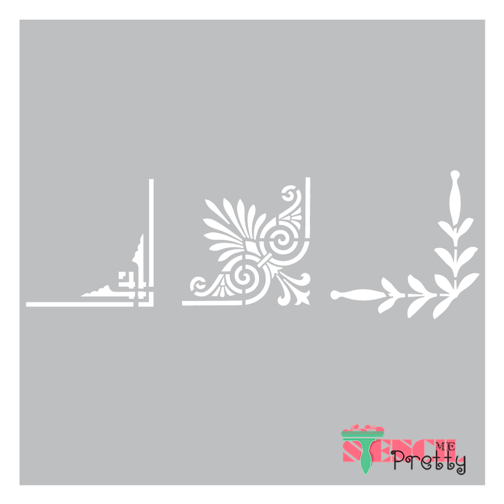 Elegant Corner Border Stencil for Painting on Walls, Furniture, Fabric ...