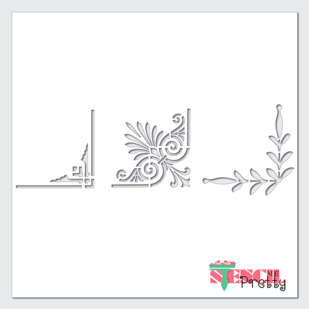 Elegant Corner Border Stencil for Painting on Walls, Furniture, Fabric ...