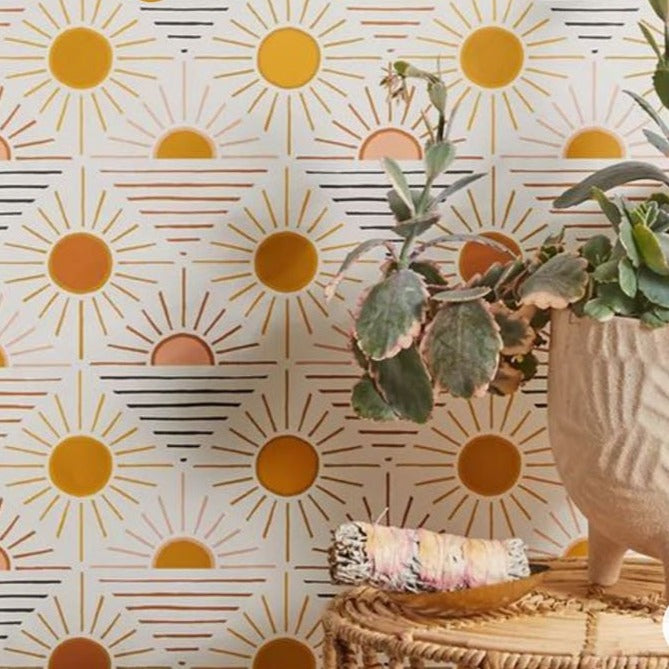 Coastal Sun Rays Tile Stencil Beach Template Reusable Paint Stencils ...